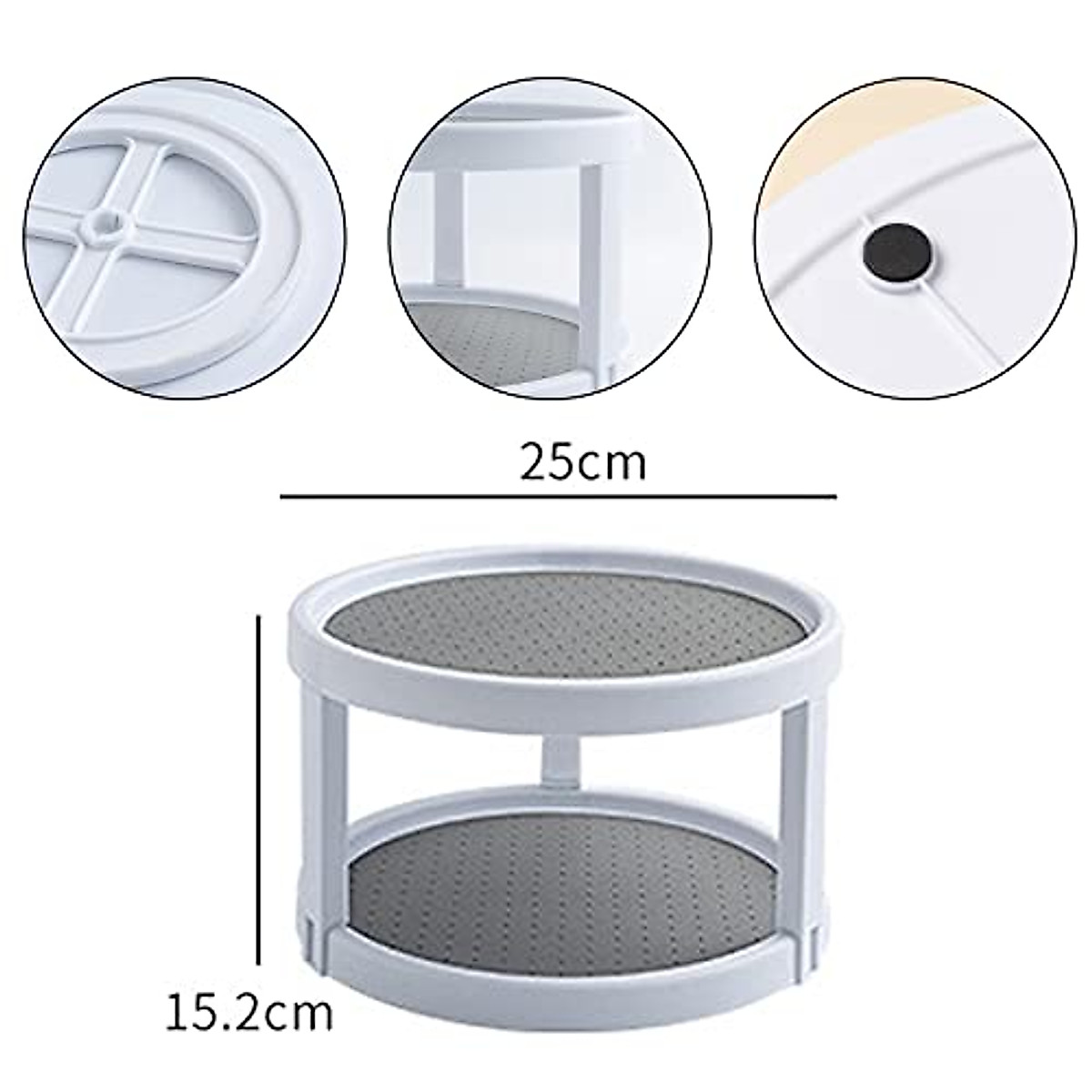 CheeseandU 2 Tier Lazy Susans Turntable - 10 Inch Pantry Cabinet Lazy Susan Storage Turntable Space Saving Rotating Spice Rack for Spices, Condiments, Baking, Bathroom