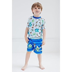 Disney Pixar Toy Story Monsters Inc. Mickey Mouse D100 Infant Baby Boys Rash Guard and Swim Trunks Outfit Set Blue 24 Months