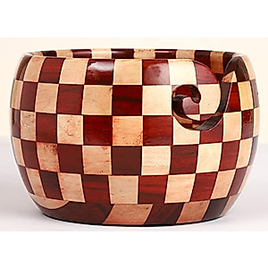 Brainmart Handmade Wooden Yarn Bowl Knitting Bowl Large Crochet Yarn Holder Bowl with Box Crocheting Accessories (7 * 4 Inches)