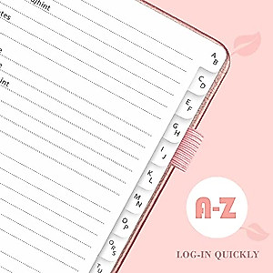 ZICPERY Password Book with Alphabetical Tabs - Premium Leatherette Hardcover Internet Password Keeper Logbook - Untitled Medium Size Password Notebook & Organizer for Home or Office (Rose Gold)
