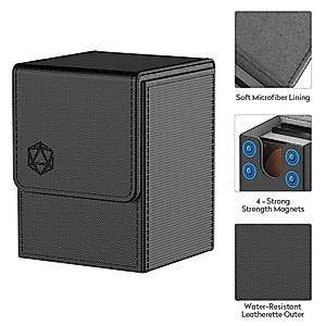 MIXPOET Deck Box compatible with MTG Cards, Trading Card Case with 2 Dividers per Holder, Large Size for 100+ Cards (Dice-Black)