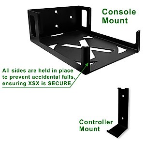 Wall Mount for Xbox Series X (Mount The Console & Accessories on Wall Near or Behind TV with Power Button Front/Left/Right), Wall Shelf Bracket Kit for XSX System