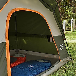 CAMPROS CP Tent 4 Person Camping Tents, Weatherproof Family Dome Tent with Rainfly, Large Mesh Windows, Wider Door, Easy Setup, Portable with Carry Bag - Olive
