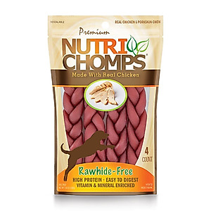 Nutri Chomps Dog Chews, 5-inch Twists and 6-inch Braids, Easy to Digest, Rawhide-Free Dog Treats