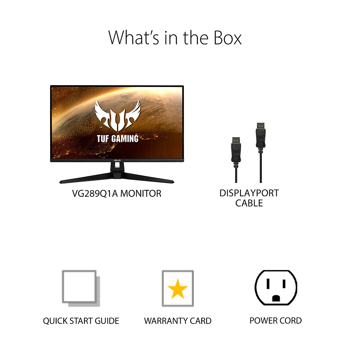 ASUS TUF Gaming VG289Q1A 28” Monitor, 4K UHD (3840 x 2160), IPS, Adaptive-Sync/ FreeSync, Eye Care, DisplayPort HDMI, DCI-P3 HDR 10, Shadow Boost, Black