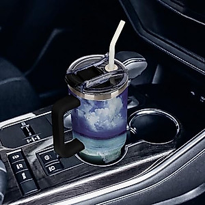 Ocean Wave 40oz Water Bottle Double Wall Insulated Tumbler with Handle Leakproof Travel Mug Black-style