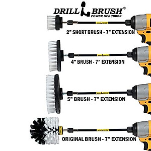 Motorcycle Accessories - Soft White Drill Brush Kit with Extension - Car Wash - Cleaning Supplies - Automotive Tire, Wheel - Boat Seat, Carpet, Interior, Upholstery, Vinyl, Fabric, Leather Cleaner