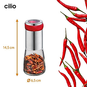 Cilio Premium Piccante Chili Chilli Mill Grinder Red, one size, silver