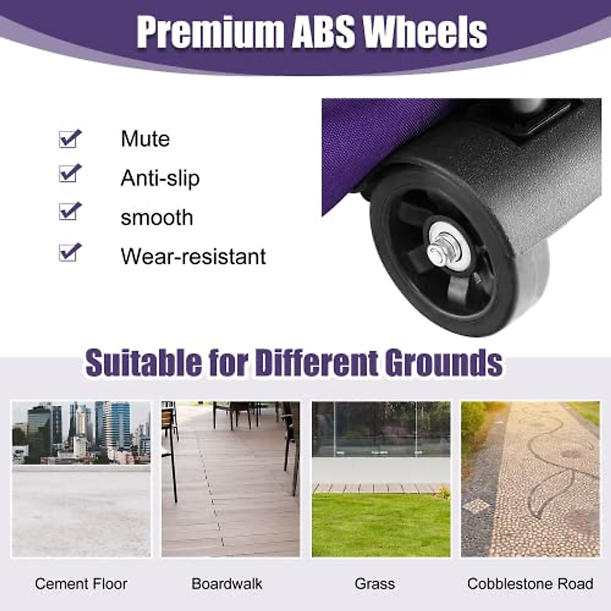 Golbsky Folding Shopping Cart Rolling Utility Cart w/Removable Waterproof Bag Dark Blue (Purple)