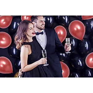 Toylin Red and Black Birthday Decorations Party Supplies Set,Black Gold Confetti Balloons Gold curtain for Baby Shower Wedding Birthday Graduation Anniversary Bachelorette Party Decorations