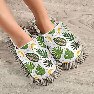 Abstract Cartoon Summer Time Graphic Mop Slippers Shoes Cover for Floor Cleaning Washable Hair Dust Dirty Cleaners Microfiber Mop Socks for Kitchen Office House