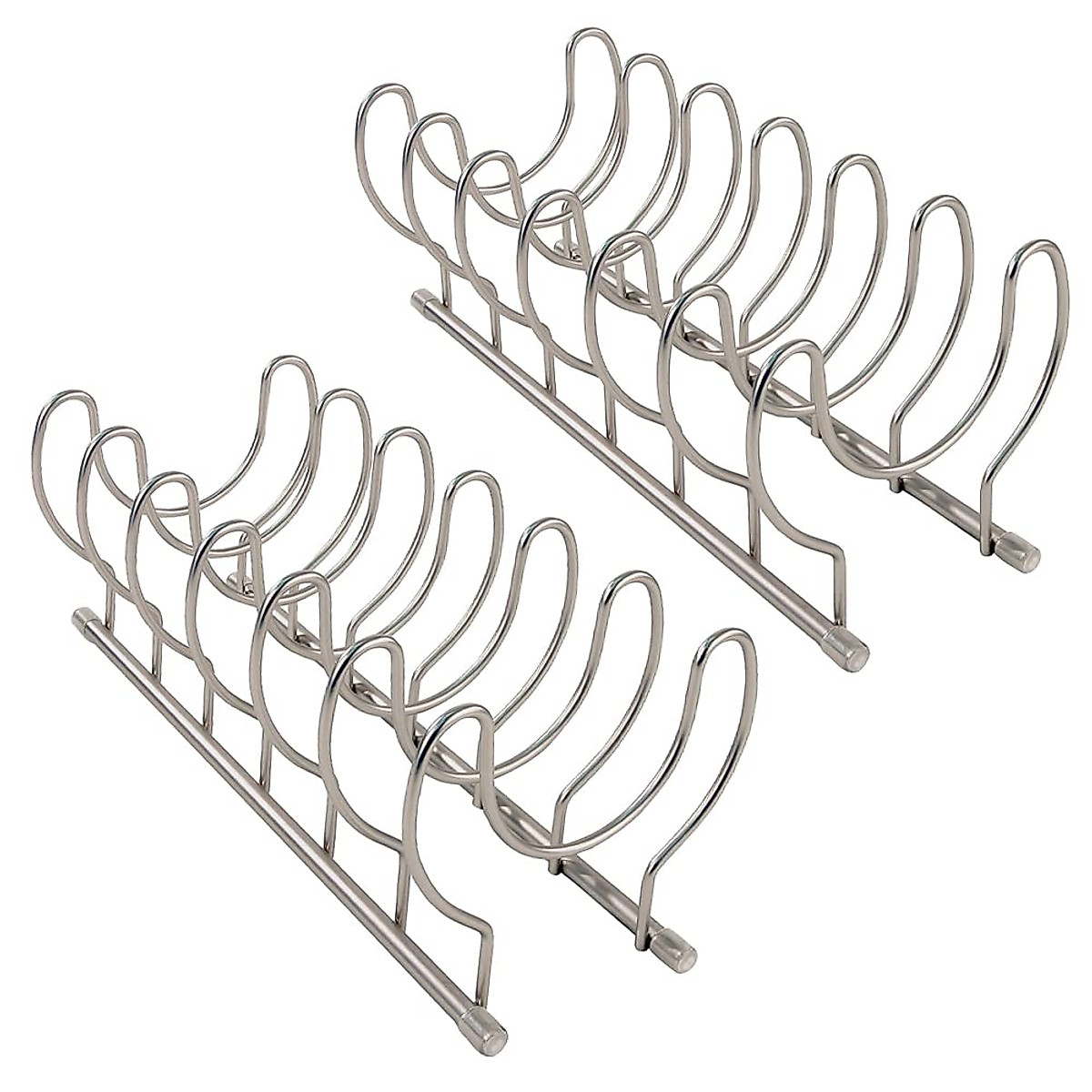 LeleCAT Kitchen Lid Organizer, Pots & Pans Lid Rack Holder Organizer, cast iron pans, Plates, Cutting Boards Bakeware, Cooling Racks, Serving Trays, Chrome,2 Pack