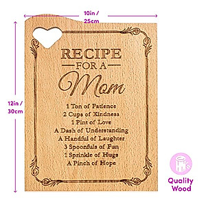 Wooden Cutting Boards for Mom 12 x 9" - Engraved with Mother's Poem - Kitchen Cutting Board Gift with a Heart Shaped Cut Out - Kitchen Presents for Christmas Gifts - Mom Gifts from Daughters