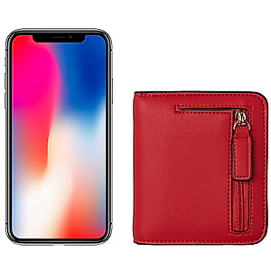 Toughergun Womens Rfid Blocking Small Compact Bifold Luxury Genuine Leather Pocket Wallet Ladies Mini Purse with ID Window (10 ReNapa Red Classic)