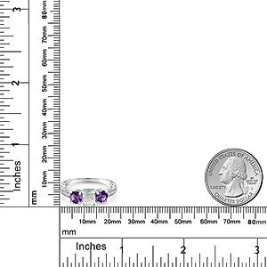 Gem Stone King 925 Sterling Silver Oval Cabochon White Simulated Opal and Purple Amethyst Ring For Women (1.65 Cttw, Gemstone Birthstone, Available In Size 5, 6, 7, 8, 9)