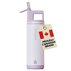 GROSCHE Alpine Flip n' Sip 20 oz Insulated Water Bottle - Stainless Steel, Leakproof Flask with Straw - Perfect for Gym, Travel & Outdoor Use - Keeps Water Cold up to 60 hrs - Lavender