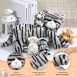 Nurturing Cat Stuffed Animal with Plush Kittens, Cat Baby Stuffed Animals for Girls and Boys Plushy Kitty Mommy Cat with 4 Baby Cats for Birthday Party Favors Gifts (Cuddly Style)