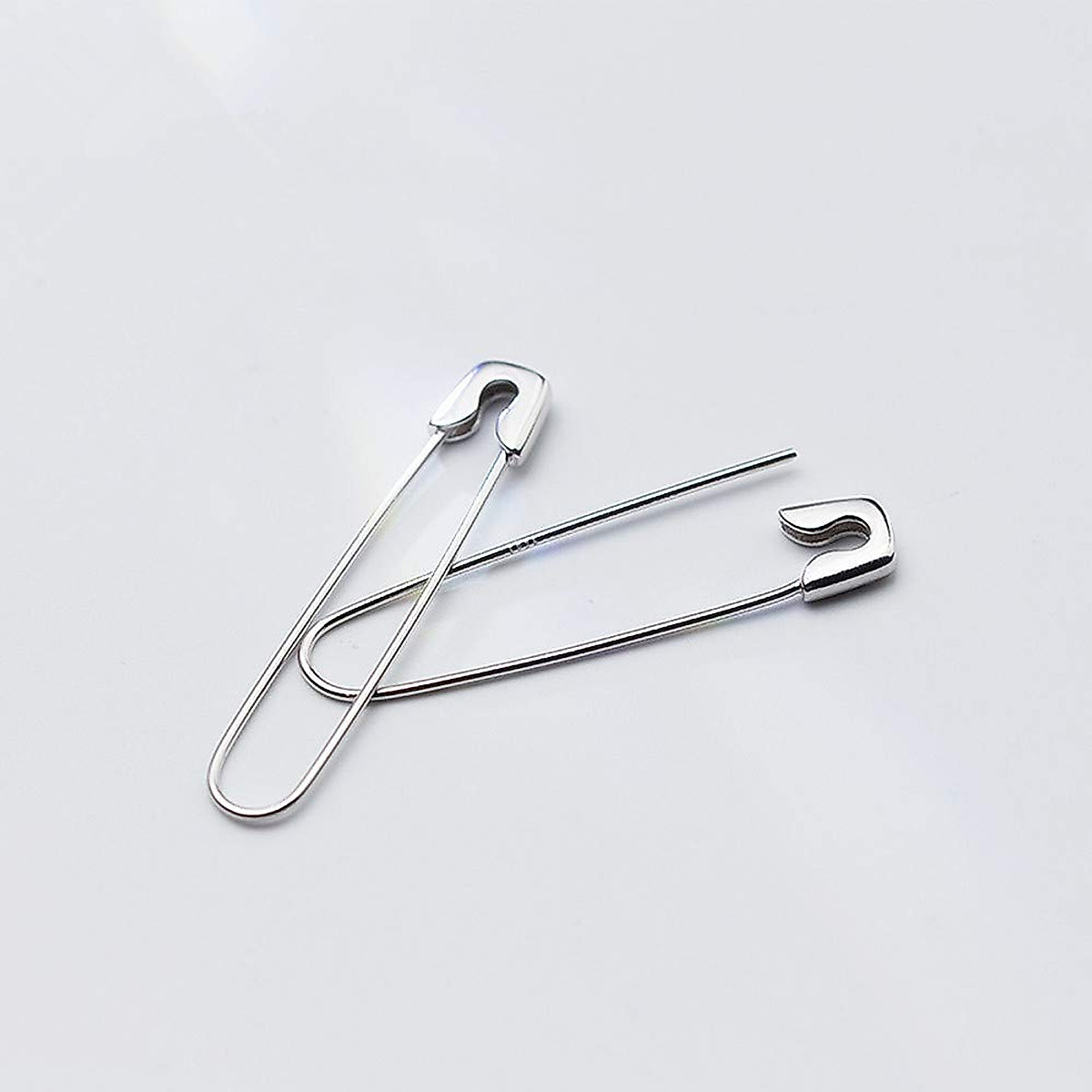 Minimalist Safety Pin Cartilage Sterling Silver Big Hoop Earrings for Women Girls Elegant Dangle Drop 37mm