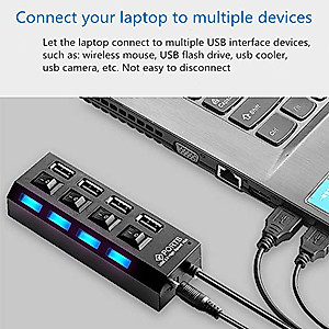 Lysee USB Cables - USB Hub 2.0 Multi USB 2.0 Hub High Speed LED 4 / 7 Ports USB Splitter for PC Computer Accessories Laptop with ON/of - (Color: Red, Length: SATNGARD)