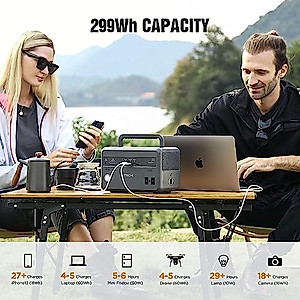 CTECHi Portable Power Station 300W with LiFePO4 Battery, 299Wh Solar Powered Generator, Battery Power Supply for Home Emergency Use, Outdoor, CPAP, Camping, Weekend Trip and Fishing