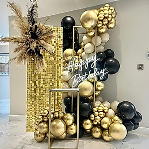 129 pcs Metallic Gold Balloons Latex Balloons Garland Kit Different Sizes 18 12 10 5 Inch for Happy New Year Birthday Party, Graduation,Wedding, Holiday Decoration and Anniversary