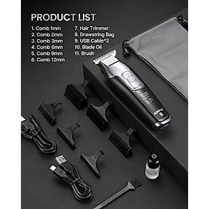 RENPHO Cordless Hair Clippers for Men, Beard Trimmer with LED Display, 4-Speed Hair Trimmer for Men, 0.15mm Professional Barber Clippers, Hair Cutting Kit, 100-240V for Global Travel