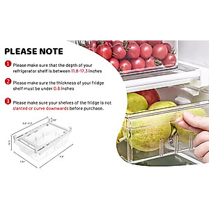 CESHRR Fridge Organizer Drawer, Refrigerator Drawer Organizer, Pull Out with Handle,Pull Out Shelf Storage Transparent Organizer for Egg,Fruit,Vegetable,Seafood,Beef-4 compartments