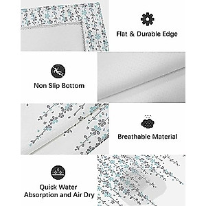 Green Spring Flowers Outdoor Rug for Patio/Deck/Porch, Non-Slip Large Area Rug 5x8 Ft, Green Grey Cherry Blossoms Dangling Indoor Outdoor Rugs Washable Area Rugs, Reversible Camping Rug Carpet Runner