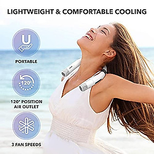 Blast Auxiliary by Blaux Neck Fans for Women - Portable Neck Fan with 18 Hour Rechargeable Battery | 120° Rotatable Bladeless Neck Fan | Three-Speed Neck Cooler | Wireless Personal Fans For Your Neck