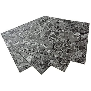 ROSEROSA Peel and Stick Engineered PVC Tiles Marble Granite Pattern Durable Vinyl Flooring (ECK-303 : Square 4 Tiles)