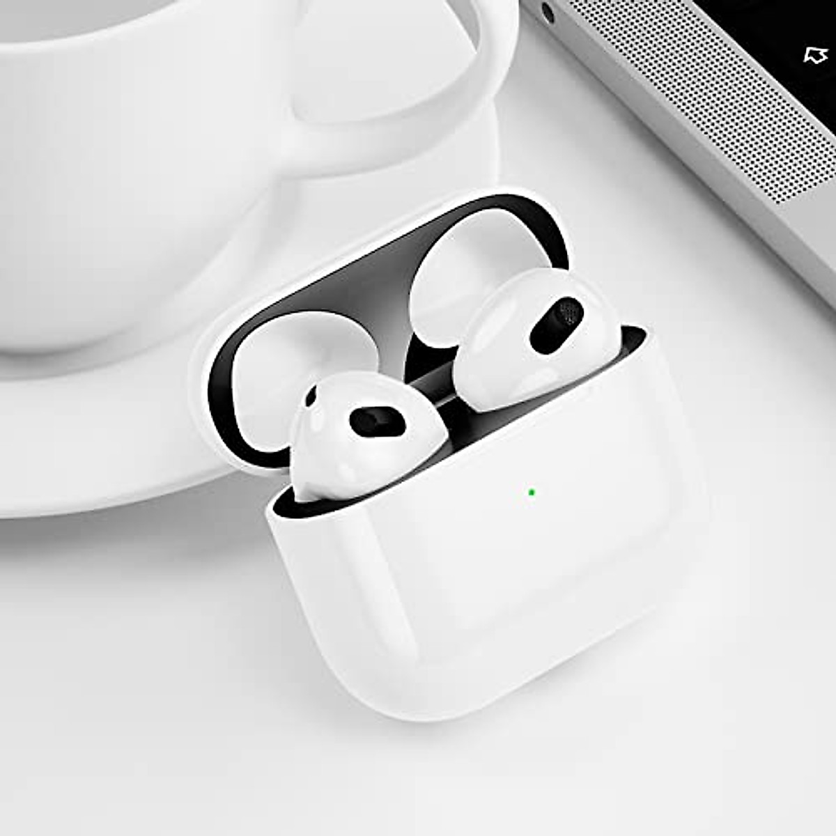 Johncase 2 Sets Dust Guard Sticker Compatible with AirPods Cases 3rd Generation (Black)