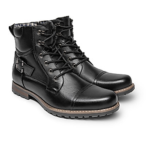 Bruno Marc Men's Motorcycle Combat Boots Casual Zipper Biker Boot, Black, Size 14 M US, Philly-3