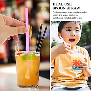 SHERCHPRY 150pcs Disposable Spoon Straws, Snow Cone Spoon Straws, Plastic Straws For Slushy Cup for Milkshakes Shaved Ice ( Mixed Color )