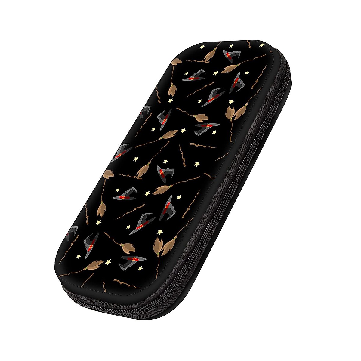 Carrying Case Compatible with Switch 2017 / Switch OLED 2021 Console Joy-Con with 10 Game Card Slots , Halloween pattern design with witch hat, magic wand, star and broom