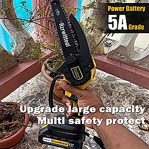 Mini Chainsaw Cordless 6 inch, Powerful Brushless Motor Chain saw, Hand Held Battery Chainsaw, 2.2 lbs Portable Small Electric Chainsaw, 21V 2000mAh Battery*2, For Tree Trimming Wood Cutting.