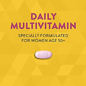 Nature's Way Alive! Women's 50+ Complete Multivitamin, Supports Healthy Heart, Brain, Bones*, B-Vitamins, Gluten Free, 130 Tablets (Packaging May Vary)