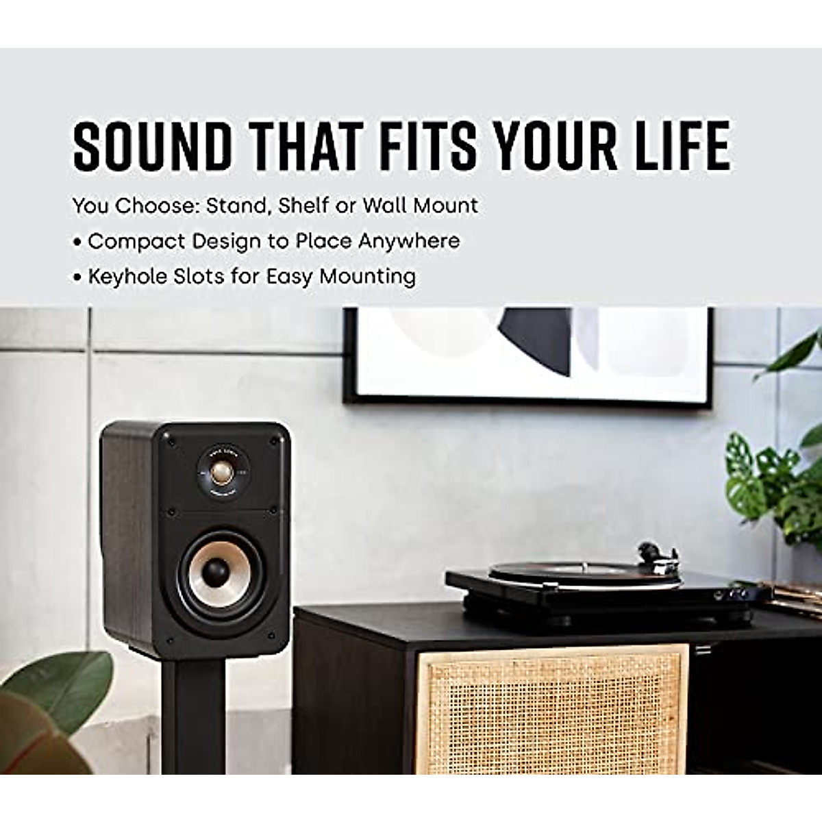 Polk Signature Elite ES20 Bookshelf Speaker - Hi-Res Audio Certified, Dolby Atmos & DTS:X Compatible, 1" Tweeter & 6.5" Woofer, Power Port Technology for Effortless Bass (Pair, Stunning Black)