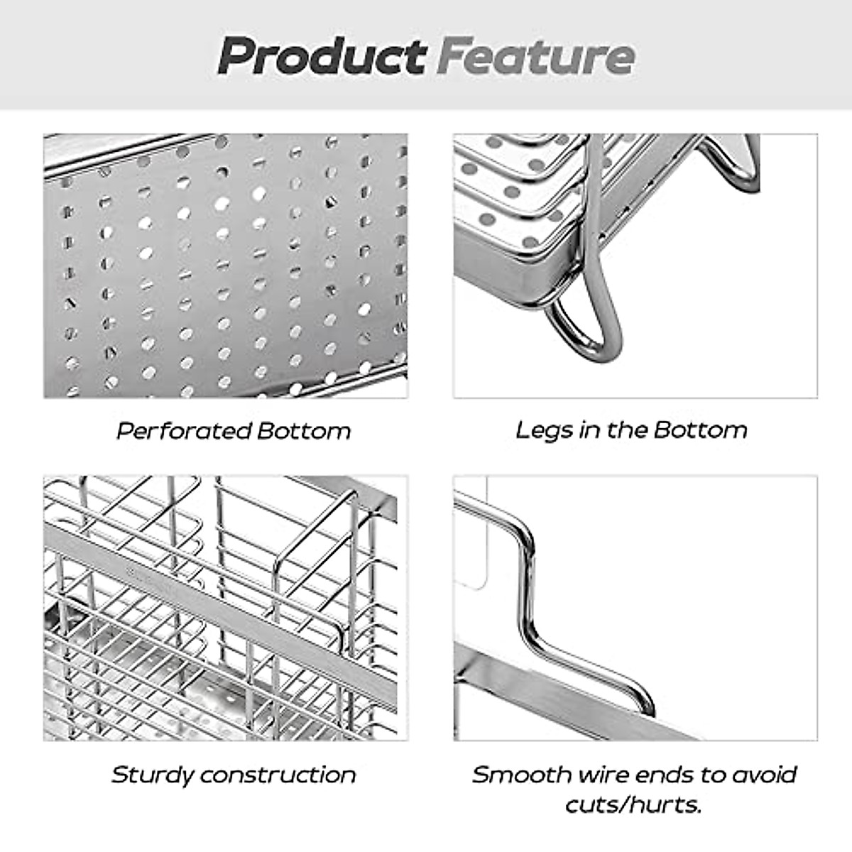 Kesol Utensil Holder Utensil Drying Rack Basket Holder with 3 Divided Compartments, Sturdy 304 Stainless Steel Rust Proof