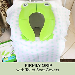 Foldable Potty Seat Disposable Toilet Seat Cover Bundle, GREEN