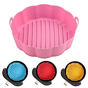 CaeyBrye Silicone Air Fryer Liner - 7.5inch Reusable Air Fryer Silicone Basket Heat Resistant Easy Cleaning Non-stick Air fryers Silicone Pot for Air fryer Oven Accessories(Pink)