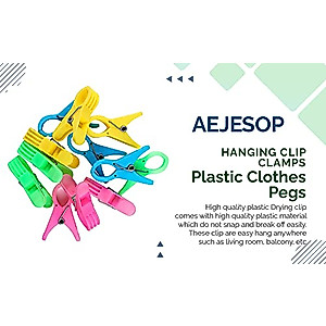 AEJESOP Clothing Pin Set, Towel Clips Chair Clips Towel Holder,Plastic Clothes Pegs Hanging Clip, Clothes Pins - Pack of 12
