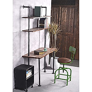 Diwhy Industrial Style Office Decor,Computer Desk 47.2"×20"×79" with 2-Tier Storage Pipe Shelves,Bookshelf Laptop Desk,Studying Writing Table Workstation with Hutch for Home Ofiice