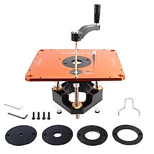 O'SKOOL Router Lift Systems for 3-1/2" Diameter Motors, 9-1/4'' x 11-3/4'' Plate 5-Piece Insert Ring Kit