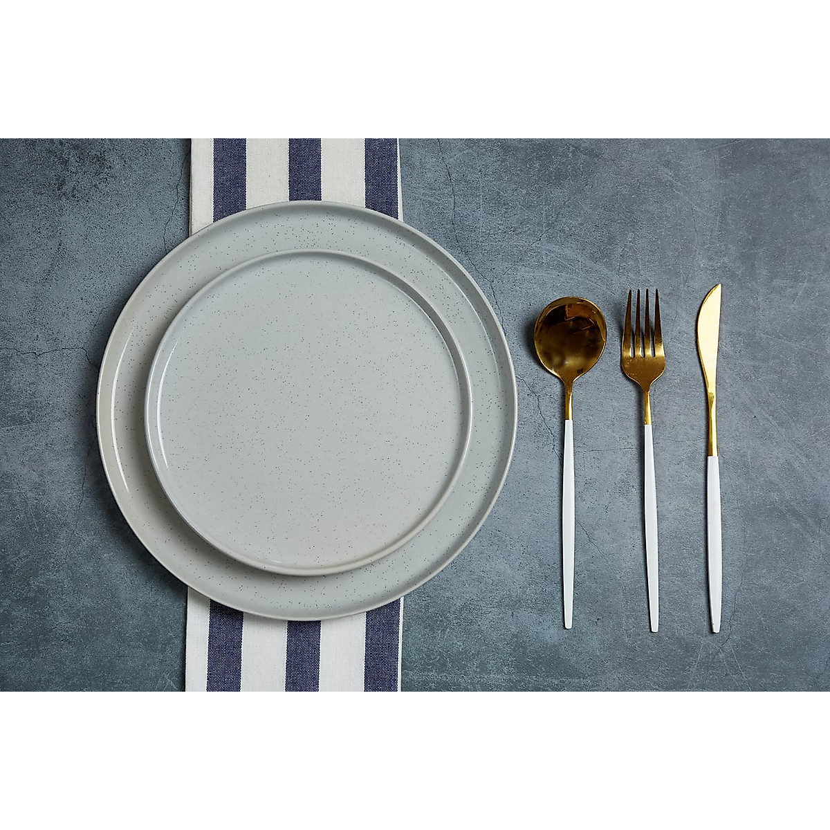 Famiware Nebula Plates and Bowls Set, 12 Pieces Dinnerware Sets, Dishes Set for 4, Light Gray