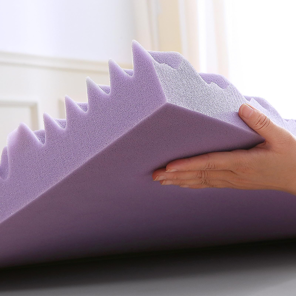 MUXHOMO 3 Inch 7-Zone Twin Mattress Topper, Egg Crate Foam Mattress Topper Twin Size for Back Pain, Lavender Cooling Gel Infused Bed Pad, CertiPUR-US and Oeko-TEX Certification (38"×75")