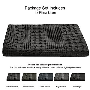 PHF 100% Cotton Waffle Body Pillowcase with Zipper, 1 Pack 20" x 54" Soft Skin-Friendly Pillow Sham, No Filling, Aesthetic Woven and Breathable Waffle Weave Body Pillow Cover for Bed, Black