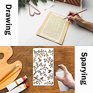 8 Pieces Tree Texture Tree Branches Stencils for Crafts, Reusable Abstract Layering Stencil Template, Geometric Stencils Mixed Media Stencils for Painting on Wood Card Canvas DIY Home Decor (8 branch)