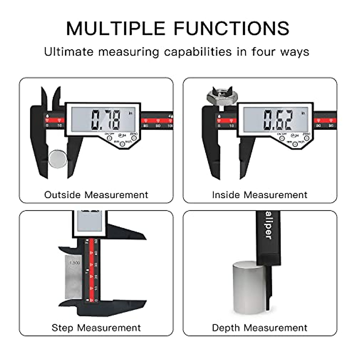 Digital Caliper, IP54 Waterproof Caliper Measuring Tool, Electronic Micrometer Vernier Caliper with Large LCD Screen, Automatic Shutdown Function, Inch and Millimeter Conversion (6 Inch /150mm)