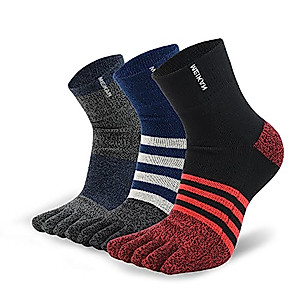 limide Men's Running Toe Socks Five Finger Socks Compression Crew Low Cut Ankle Athletic Wicking Socks for Running 3 Pairs(Size 7-11)
