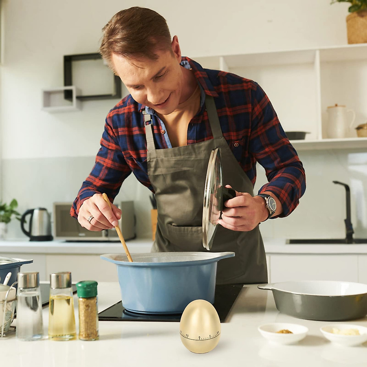 GANAZONO Egg Timer Wind up Timer Kitchen Timer Creative Cooking Timer Reminder Timer Cute Mechanical Timer Rotating Alarm Clock with 60 Minutes for Baking Learning Study Gold